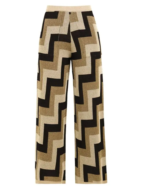 AKEP Knit Zig-zag Palazzo Trousers - Fantasia