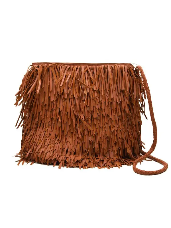 Dragon Diffusion Fringe Hobo Bag - Brown