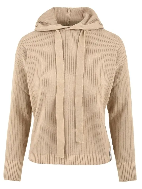 HINNOMINATE Ribbed Knit Hoodie - Brown