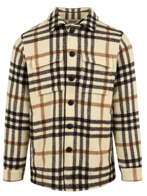 Aspesi Plaid Buttoned Coat