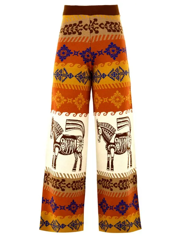 AKEP Printed Wide Leg Trousers - Multicolour