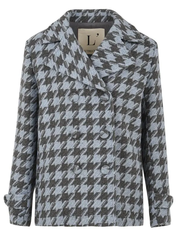L' AUTRE CHOSE Houndstooth Double Breasted Jacket - 9379 Grigio/blu