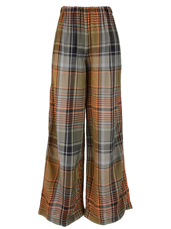 Aspesi Plaid Wide Leg Trousers