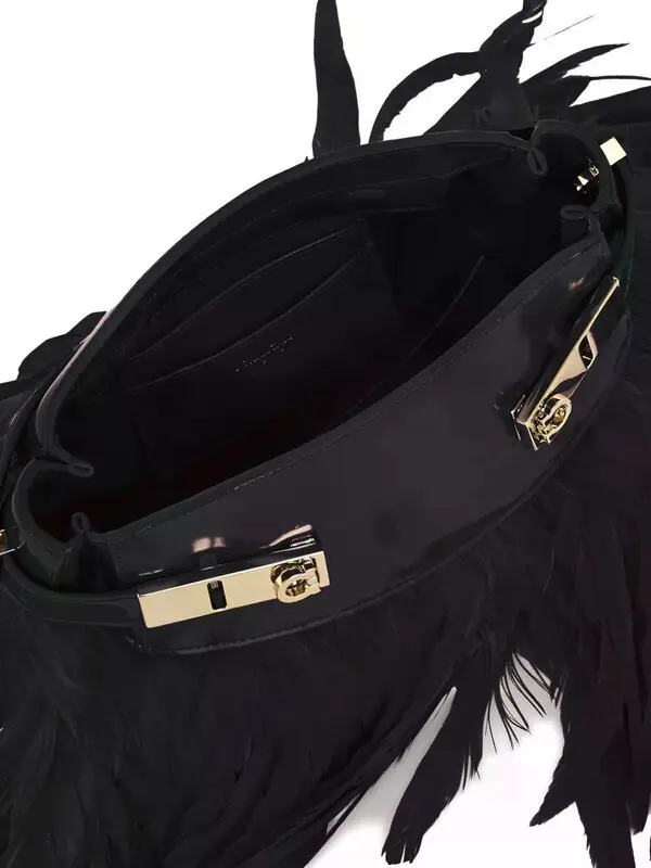 FERRAGAMO Hug Feather-trimmed Crossbody Bag