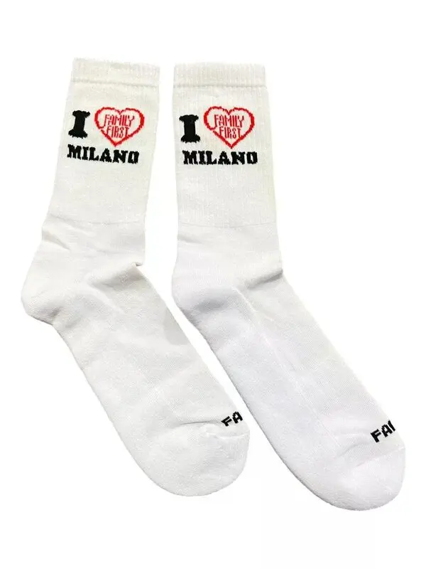 FAMILY FIRST Heart Socks - White