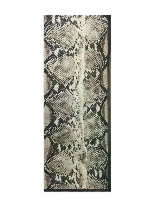 Roberto Cavalli Python-print Silk Scarf - Neutrals