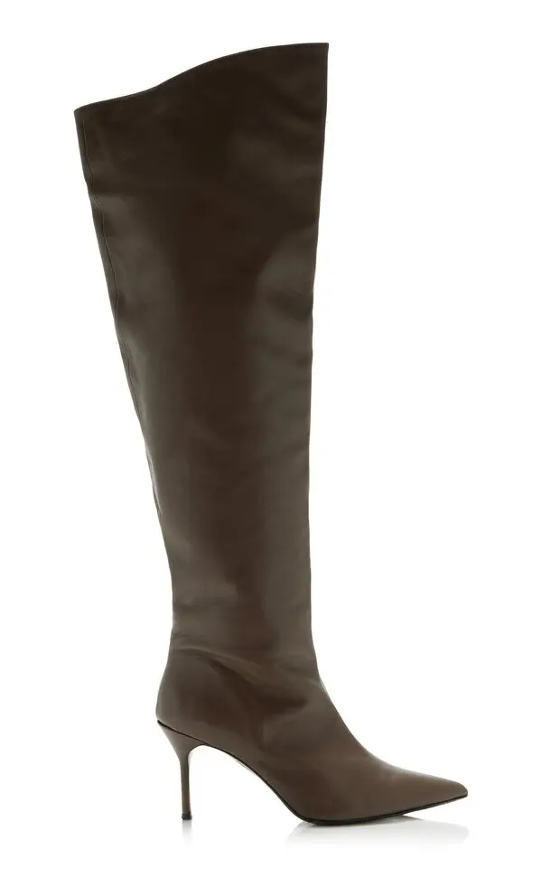 Staud Sebastian Over-the-knee Leather Boots - Olive