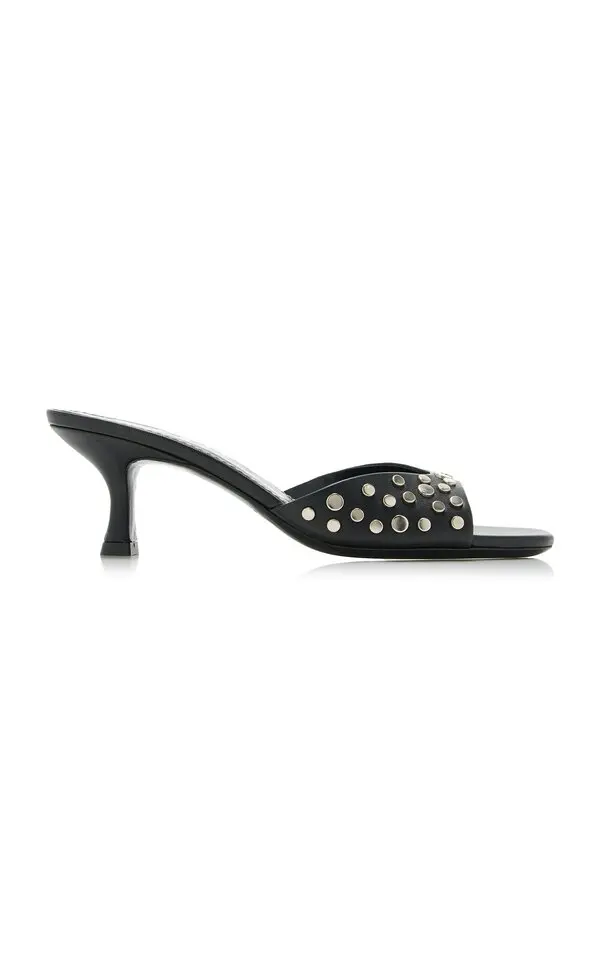 Staud Brigitte Studded Leather Mules - Black