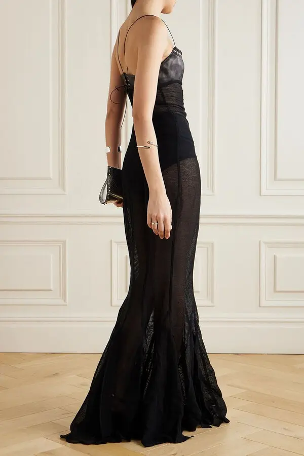 black fishnet maxi dress Black V Neck Fishnet Long Sleeve Maxi Dress