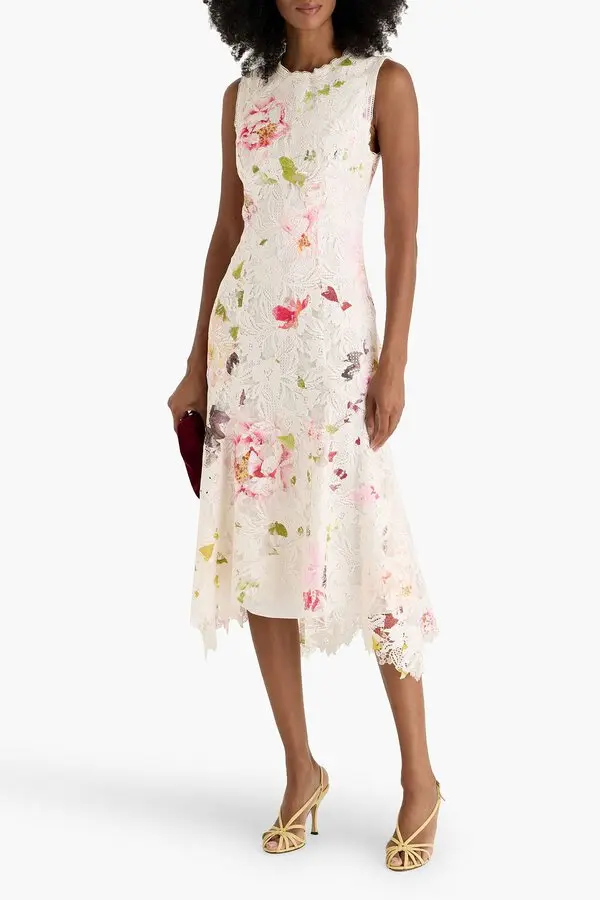 white christmas dresses Monique Lhuillier Multi Colored Lace Cocktail Dress – Saint Bernard main image 0