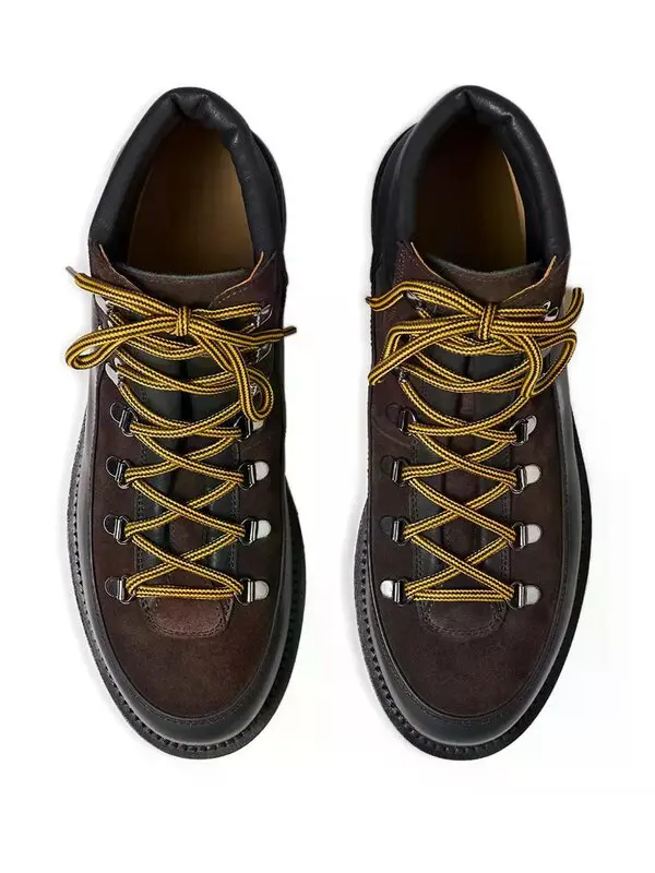 SCAROSSO Lace-up Leather And Suede Boots
