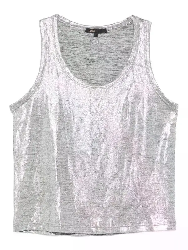 Maje Lamé Knit Tank Top - Grey