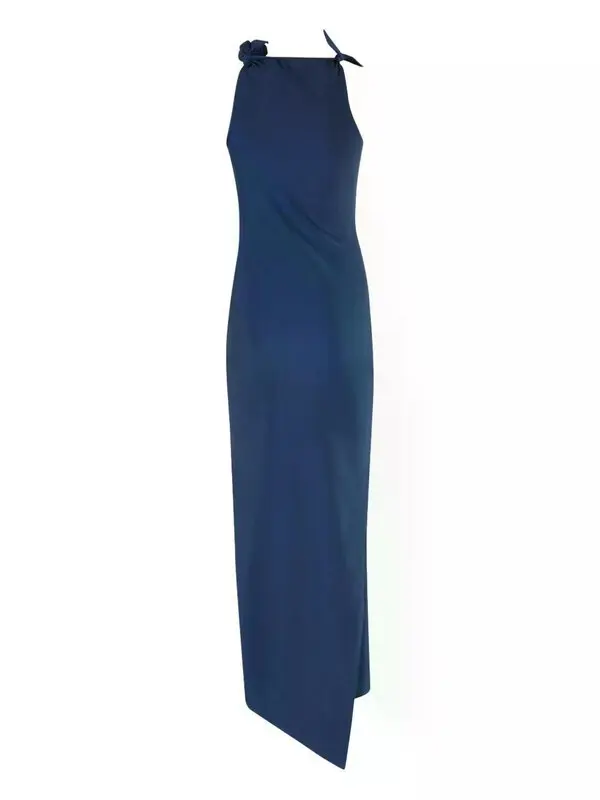 Coperni Rose-embellished Asymmetrical Maxi Dress
