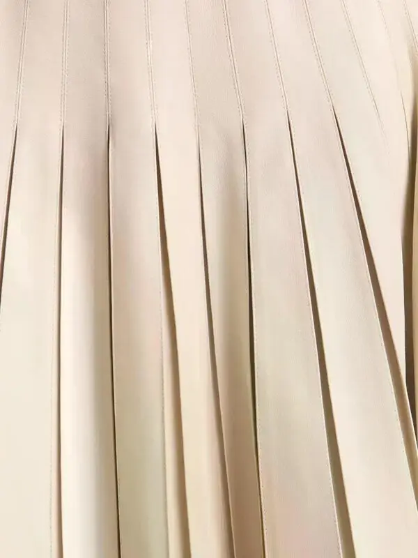 YVES SALOMON Pleated Leather Midi Skirt