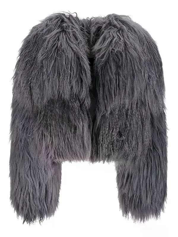 Attico Shaggy-pile Bomber Jacket - Grey
