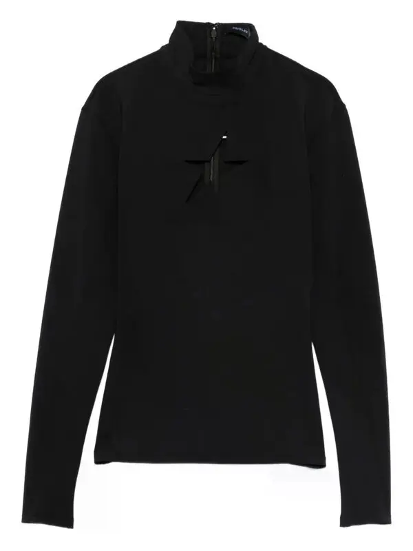 MUGLER Long-sleeve High-neck T-shirt - Black