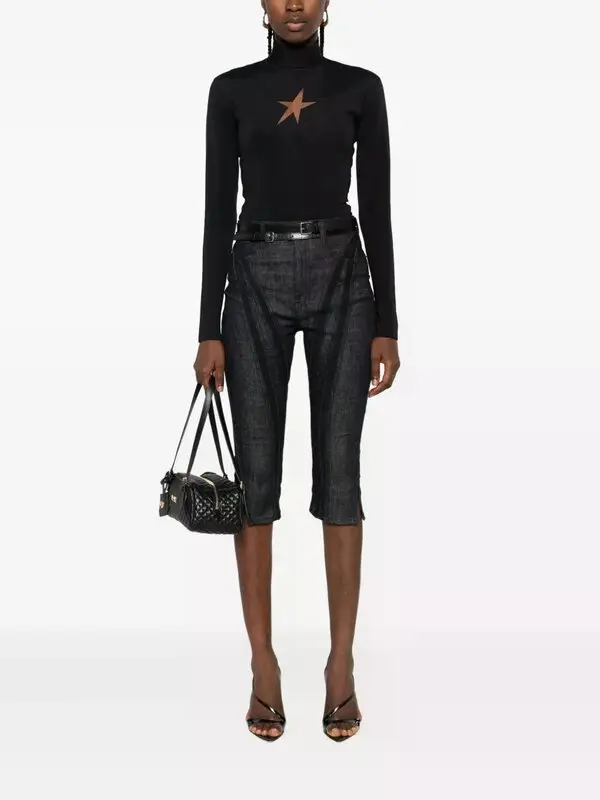 MUGLER Long-sleeve High-neck T-shirt - Black