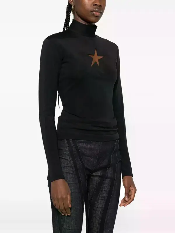 MUGLER Long-sleeve High-neck T-shirt - Black
