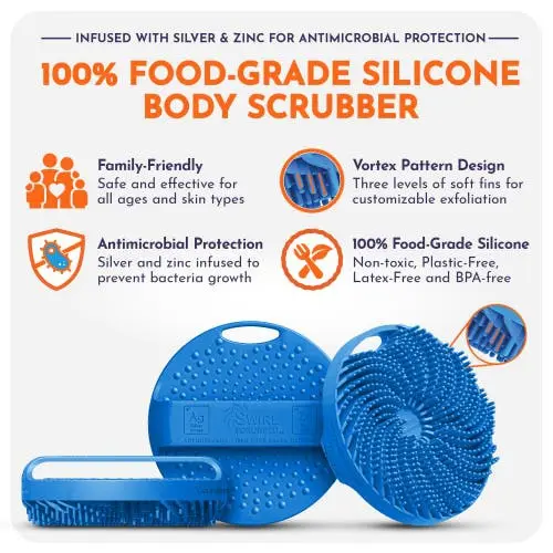 SWIRL SCRUBBER Antimicrobial Silicone Body Scrubber