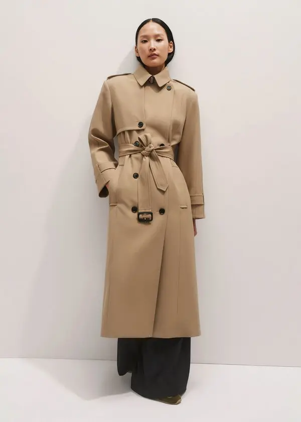 ME+EM Relaxed Shoulder Trench Coat - Pale Camel