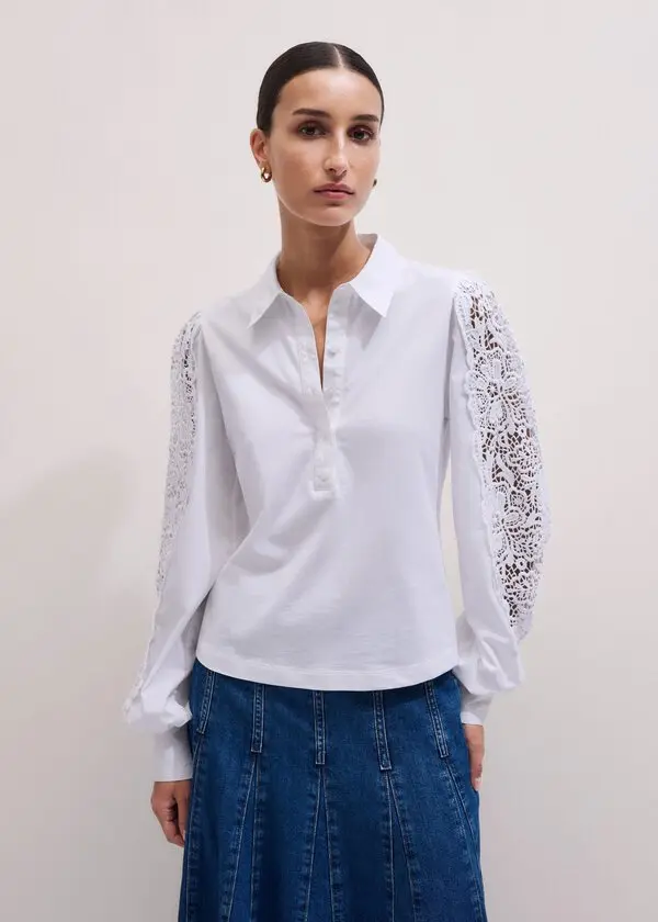 ME+EM Lace And Poplin Layering Shirt