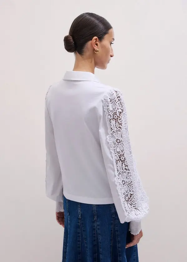 ME+EM Lace And Poplin Layering Shirt