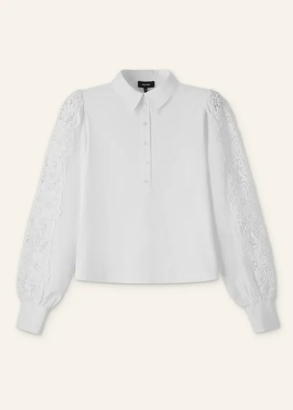 ME+EM Lace And Poplin Layering Shirt