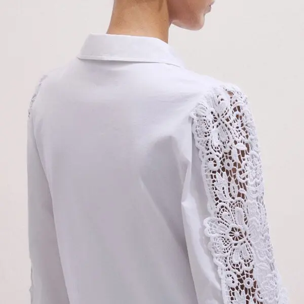 ME+EM Lace And Poplin Layering Shirt