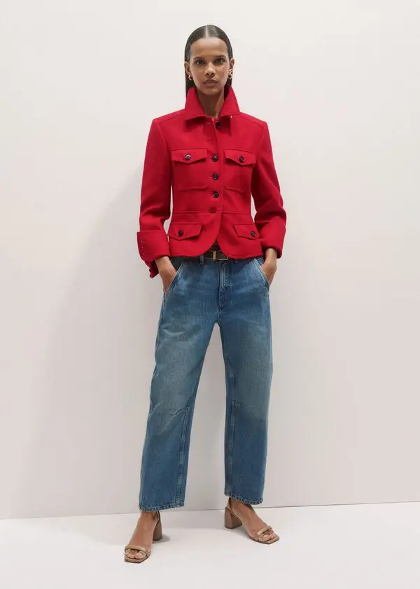 ME+EM Italian Wool Twill Military Jacket - Red