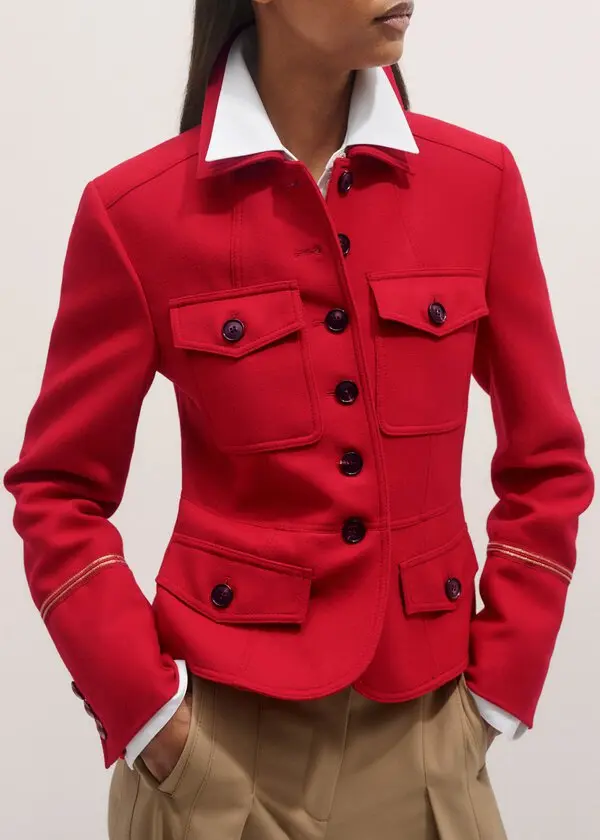 ME+EM Italian Wool Twill Military Jacket - Red