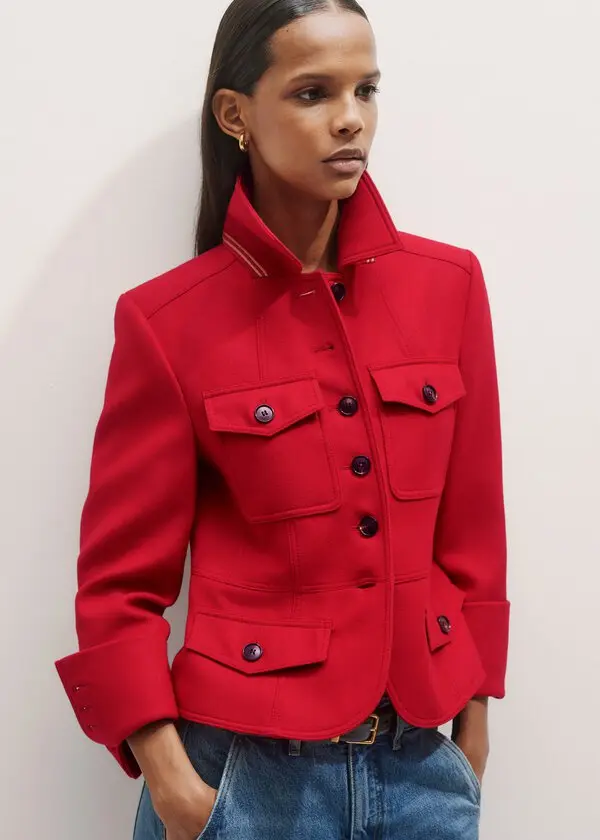 ME+EM Italian Wool Twill Military Jacket - Red