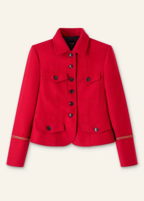 ME+EM Italian Wool Twill Military Jacket - Red