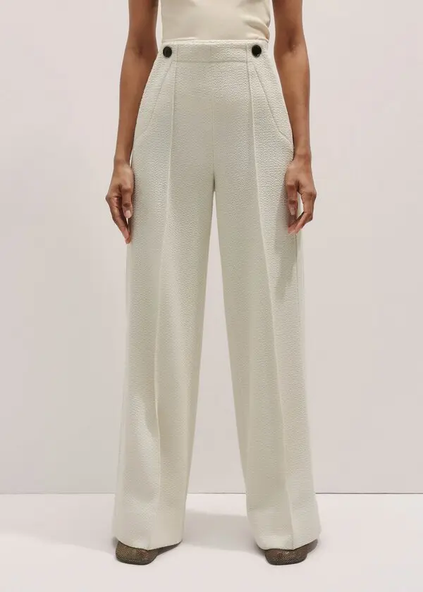 ME+EM Textured High-waist Wide-leg Trousers - Ivory