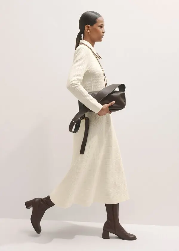 ME+EM Crochet Trim Fit And Flare Midi Dress - Cream