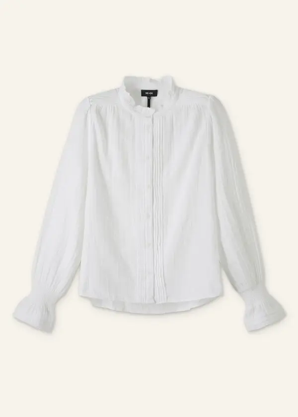ME+EM Cheesecloth Pleat Detail Blouse - Soft White