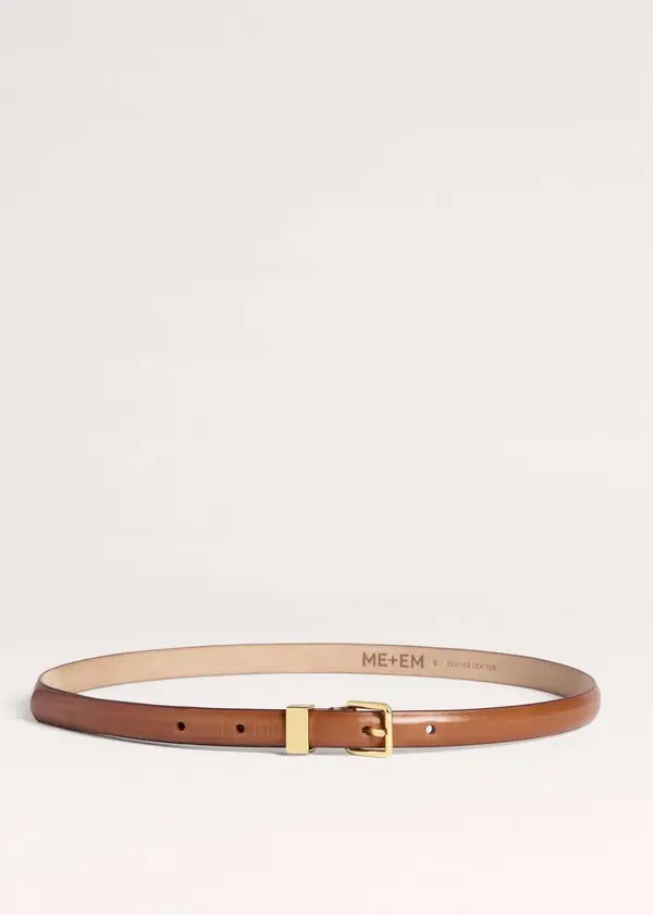 ME+EM Leather Skinny Belt - Caramel