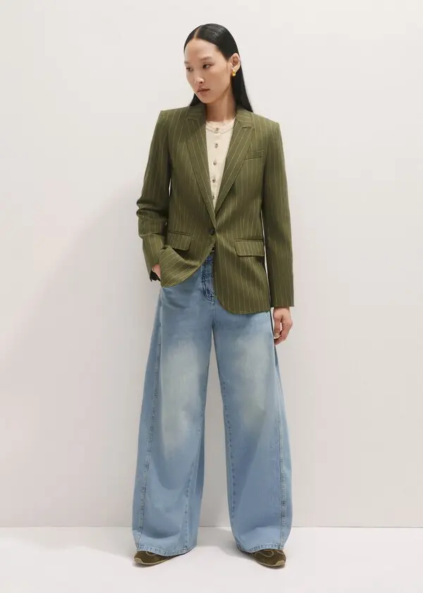 ME+EM Pinstripe Sharp Shoulder Blazer