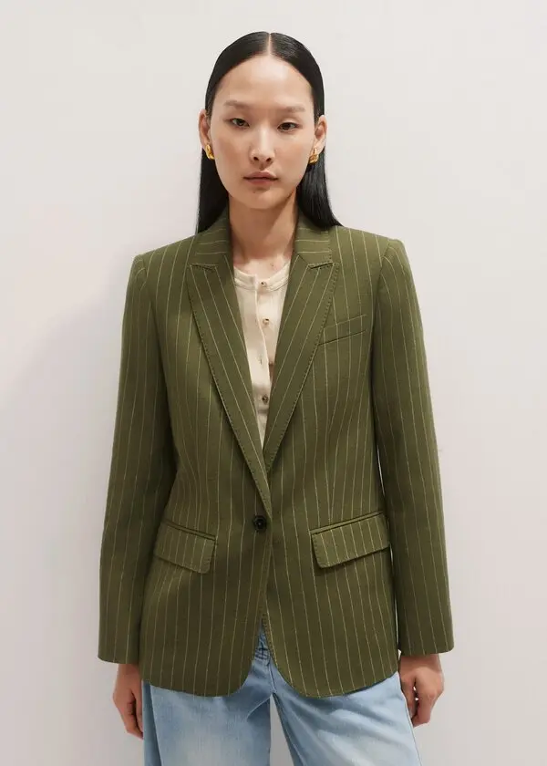 ME+EM Pinstripe Sharp Shoulder Blazer