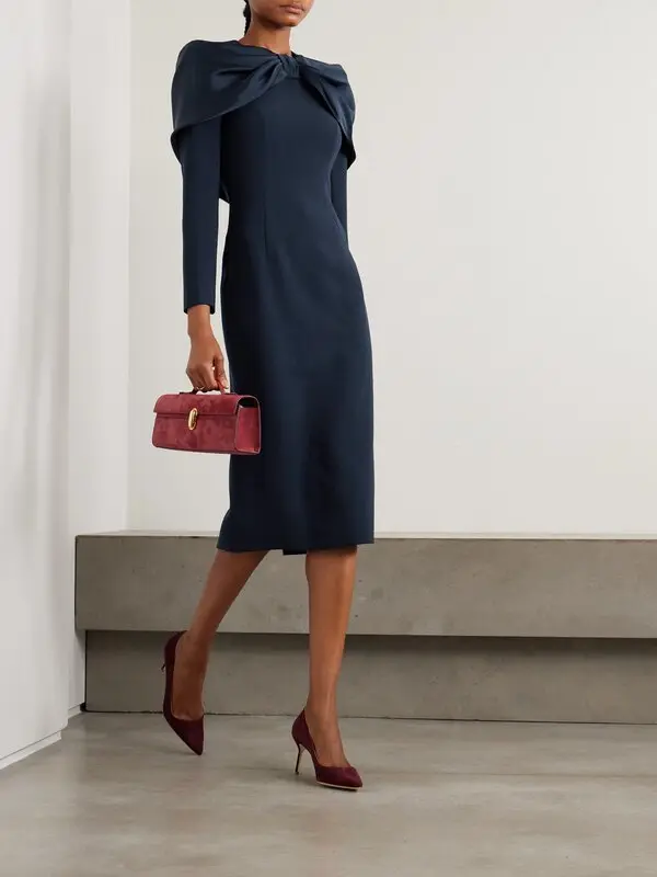 Jenny Packham Penny Cape-effect Stretch-crepe Midi Dress
