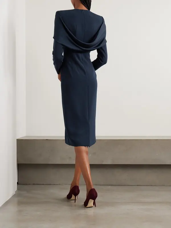 Jenny Packham Penny Cape-effect Stretch-crepe Midi Dress