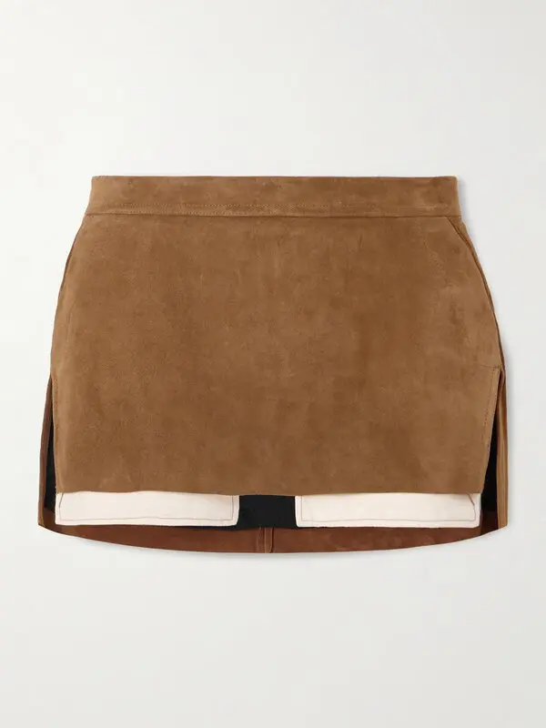 Rick Owens Fog Layered Suede Mini Skirt