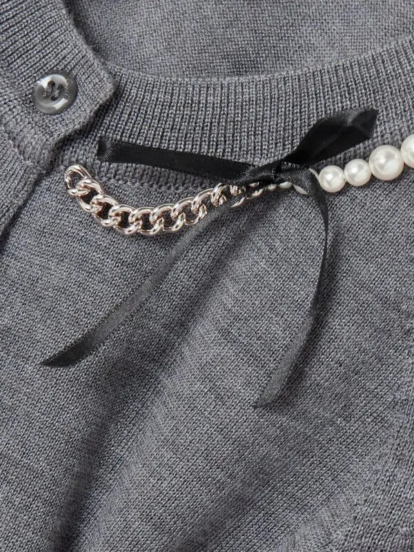 Simone Rocha Embellished Merino Wool And Silk-blend Cardigan