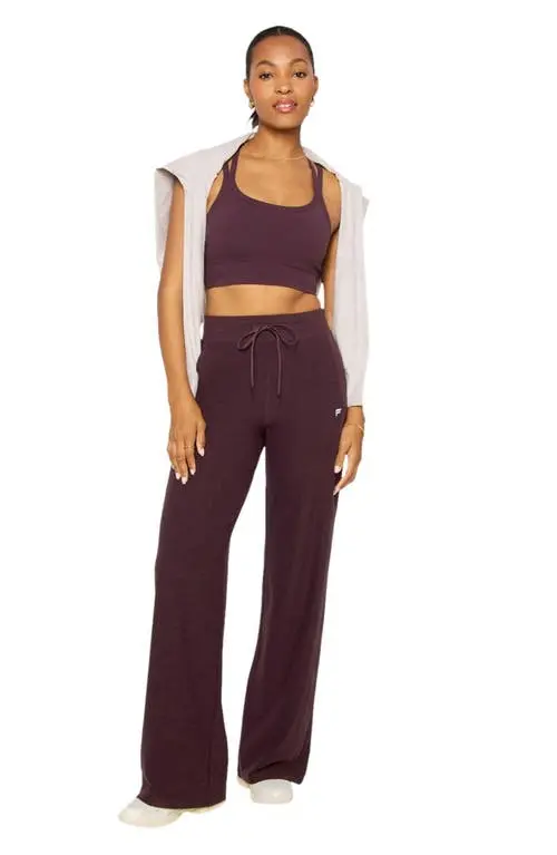 FABLETICS Cloud Jersey Wide Leg Pant - Oxblood Heather