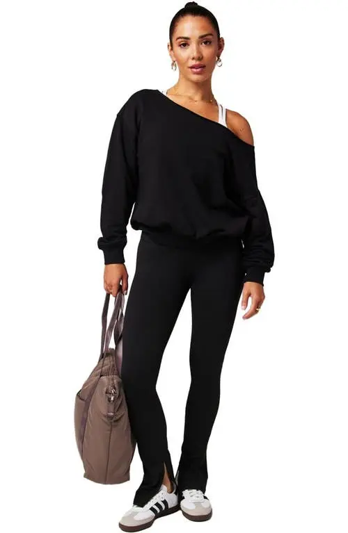 FABLETICS Year Round Terry Off Shoulder Sweatshirt - Black