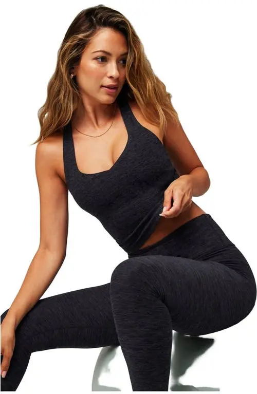 FABLETICS Heatherflex Anywhere Built-in Bra Tank - Black Heather