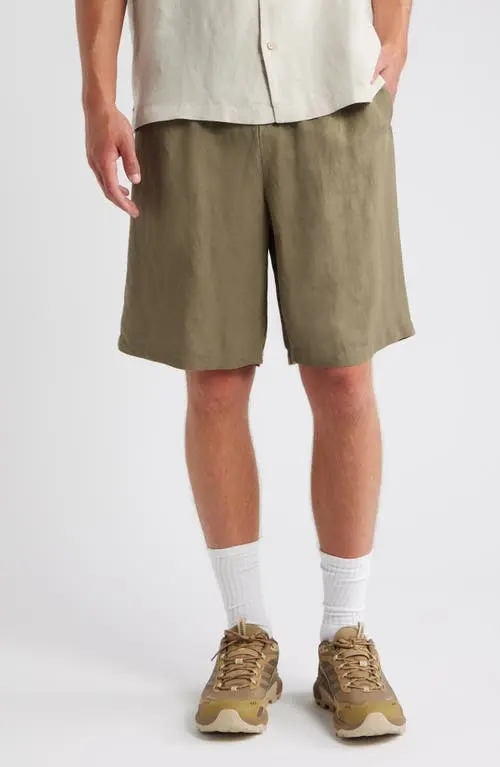 Topman Wide Leg Linen Blend Shorts - Khaki