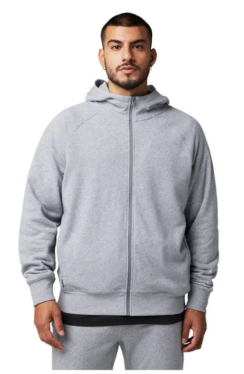 FABLETICS Terry Full Zip Hoodie - Classic Grey Heather