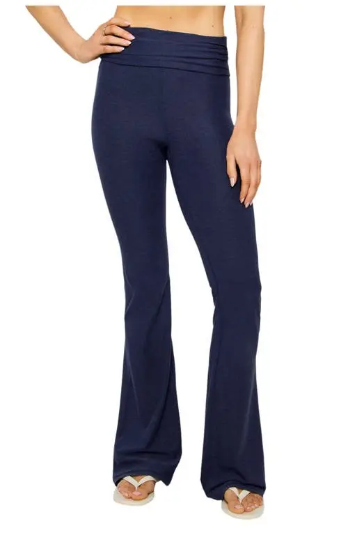 FABLETICS Cloud Jersey Foldover Flare Pant - Deep Navy Heather
