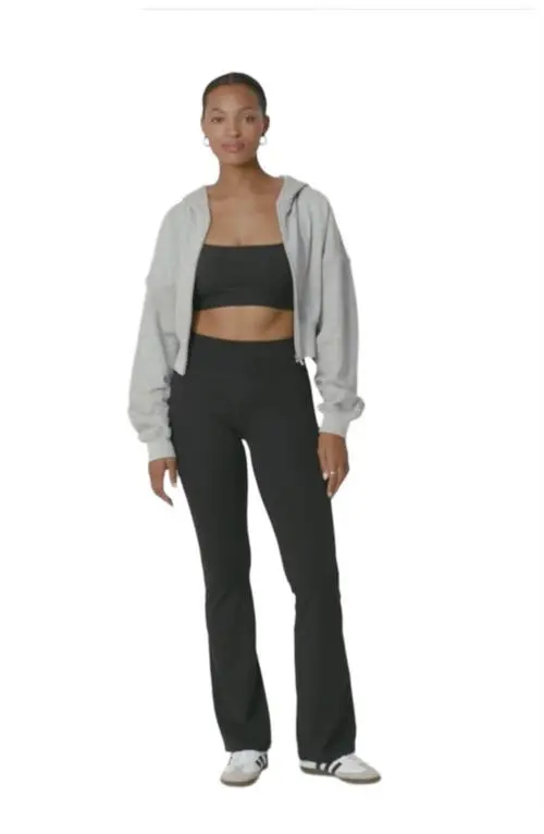 FABLETICS Year Round Terry Cropped Full-zip Hoodie - Black