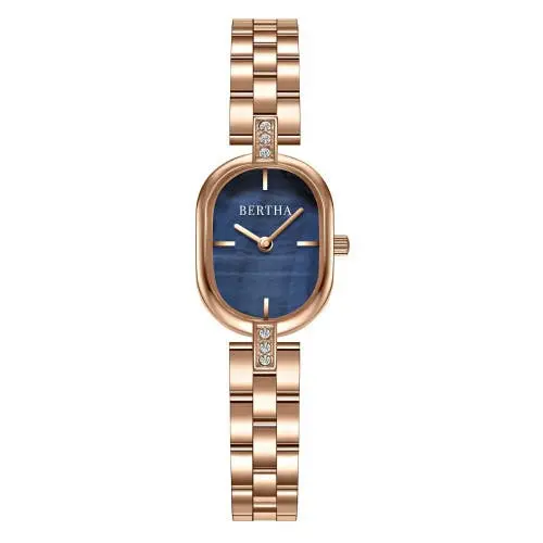 BERTHA WATCHES Lana Mother Of Pearl Dial Watch - Rose Gold - Black